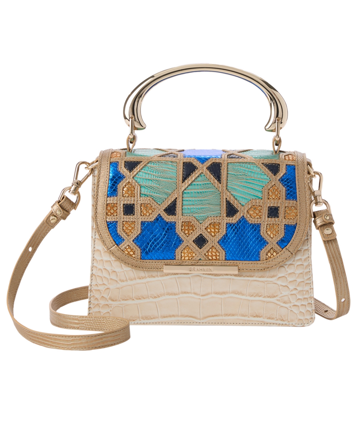 Click here for Brahmin Hallie Mosaic Small Satchel Handbag - Mult... prices
