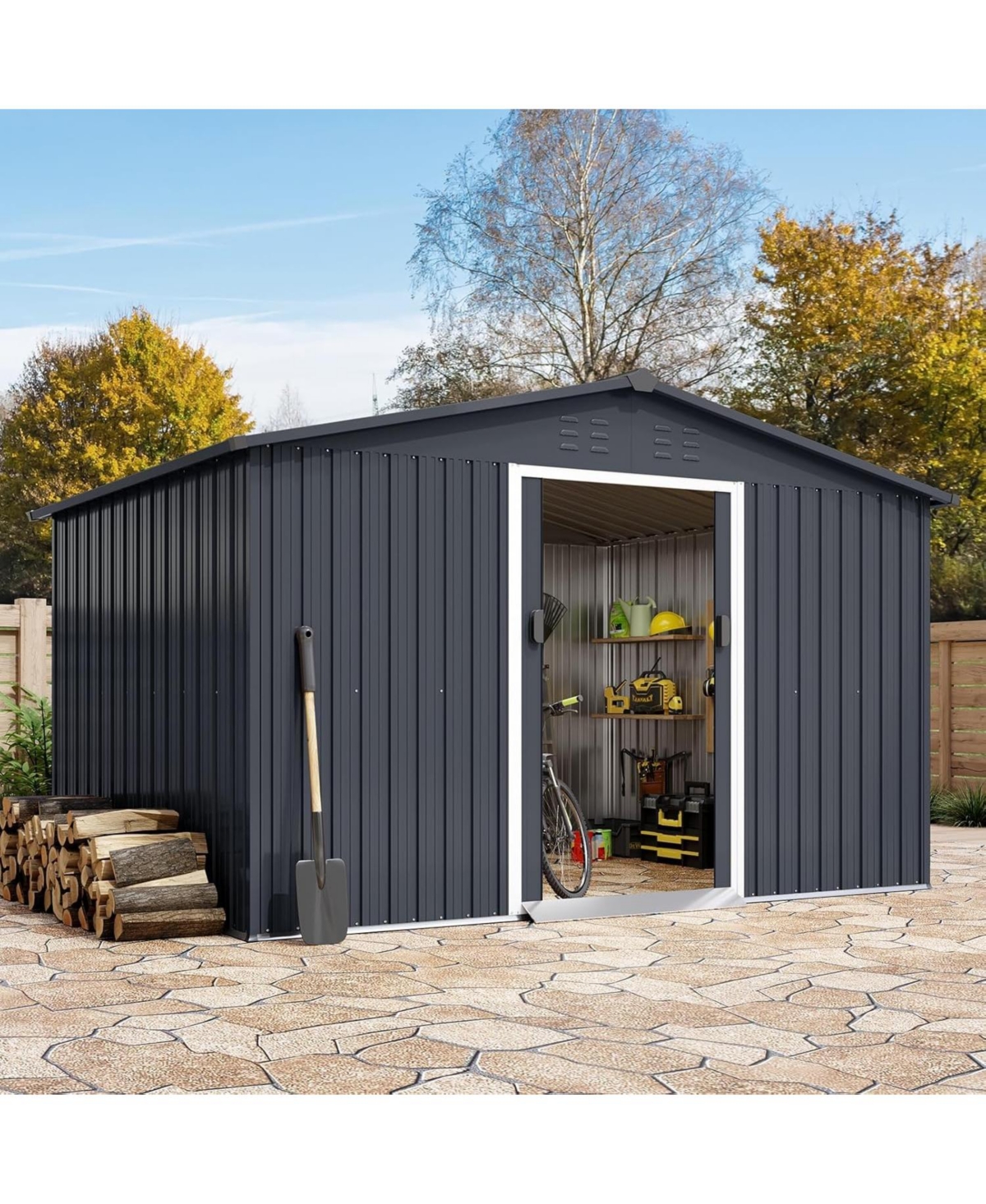 Click here for gaomon Outdoor Metal Storage Shed with Lockable Do... prices
