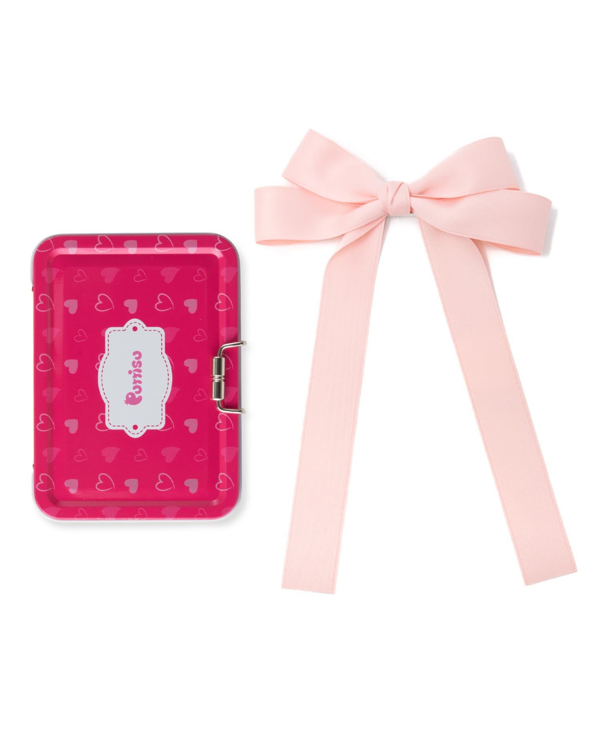 Click here for Puttisu Classic Long Ribbon Bow Clip - Blush pink prices