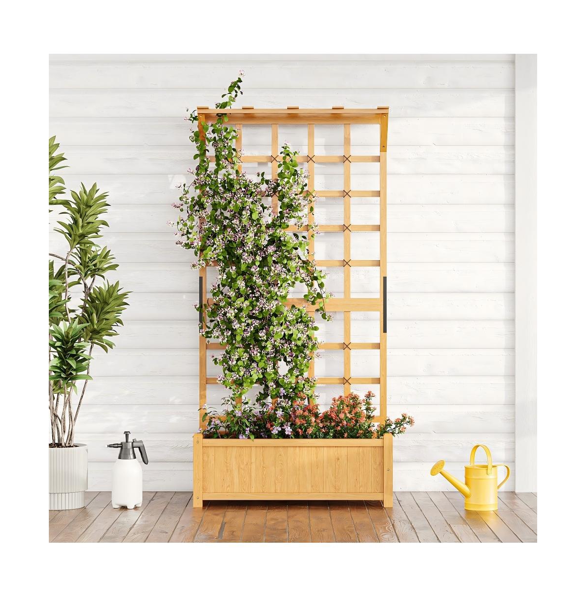 Click here for Aoxun 72 Cedar Planter and Trellis Combo C Freesta... prices