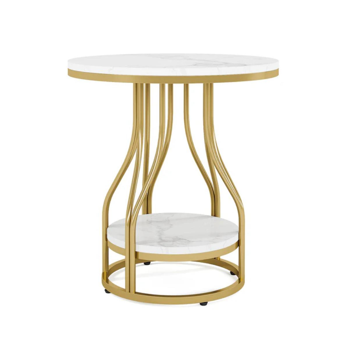 Click here for Slickblue 2 Tier Round End Table with Metal Frame... prices