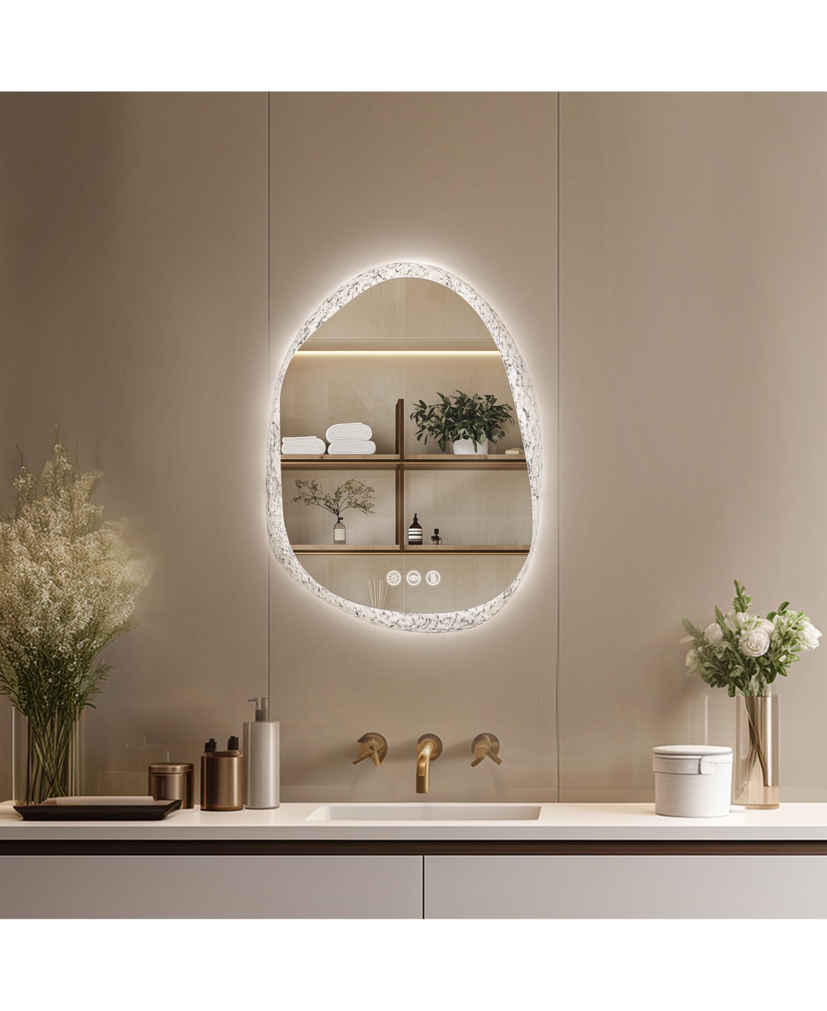 Click here for Luvodi 36x28 Irregular Stone Pattern Frosted Led B... prices