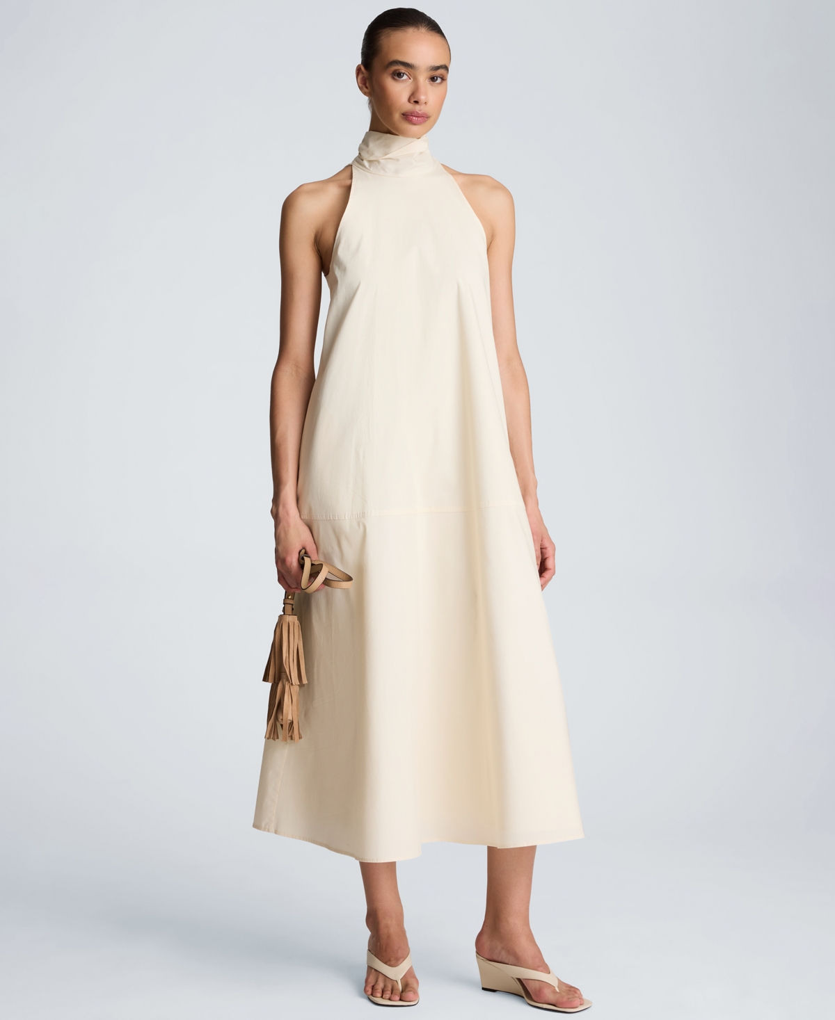 Click here for Kenneth Cole Womens Tie Back Halter Neck Midi Dres... prices