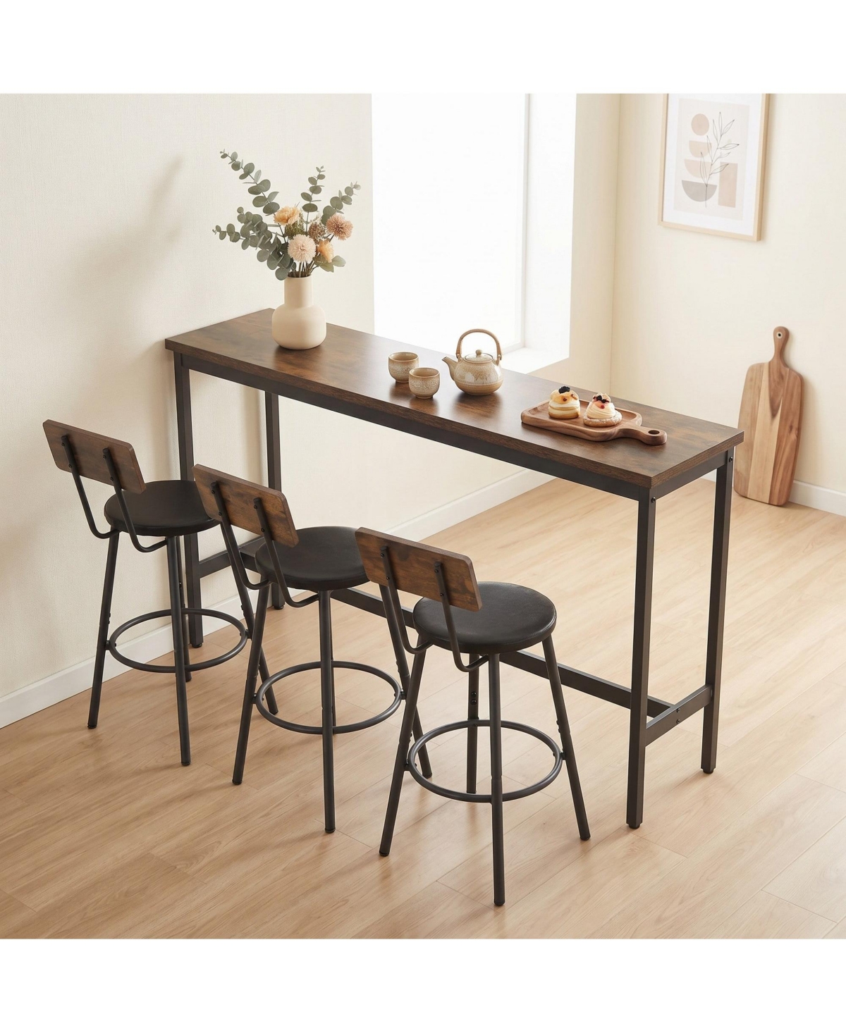 Click here for Sailvan Long Bar Table Set with 3 Pu Upholstered S... prices