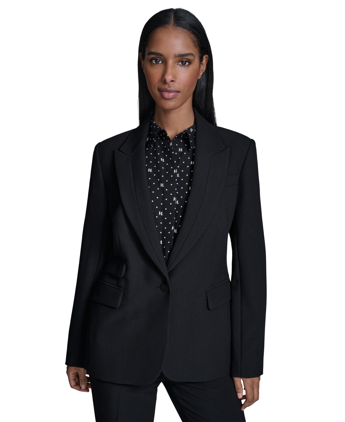 Click here for Karl Lagerfeld Womens Notched Lapel One Button Bla... prices