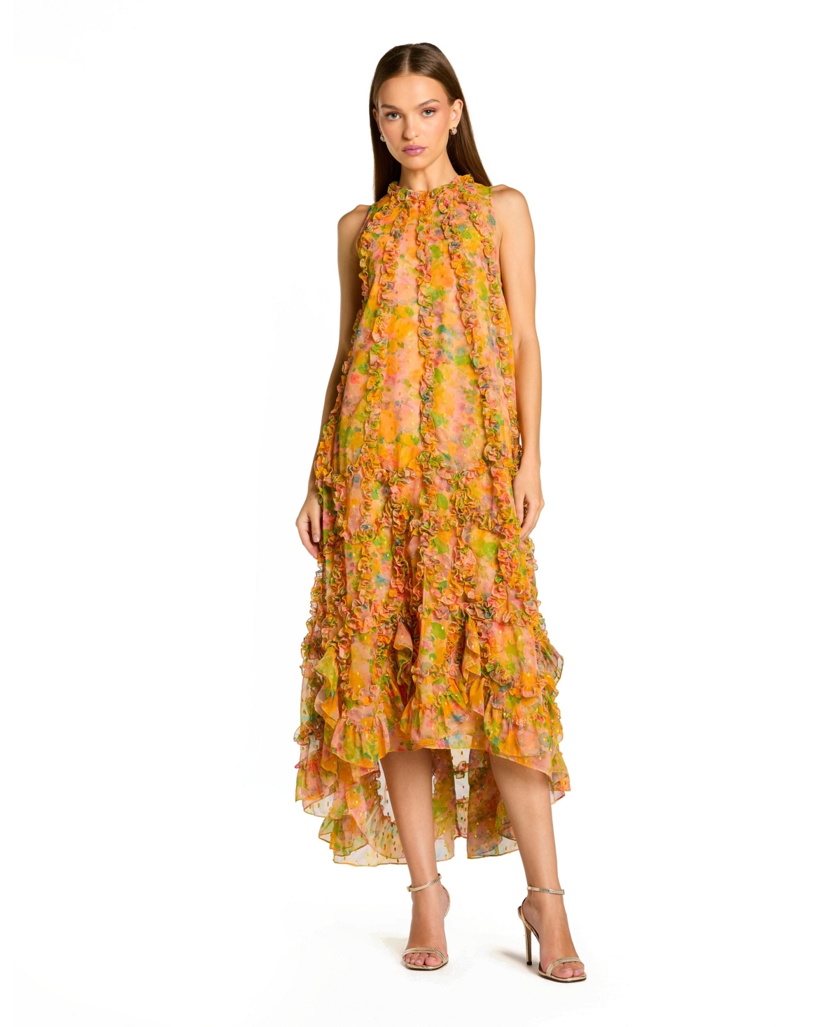 Click here for Mac Duggal Womens Floral Applique Tiered Ruffle Hi... prices