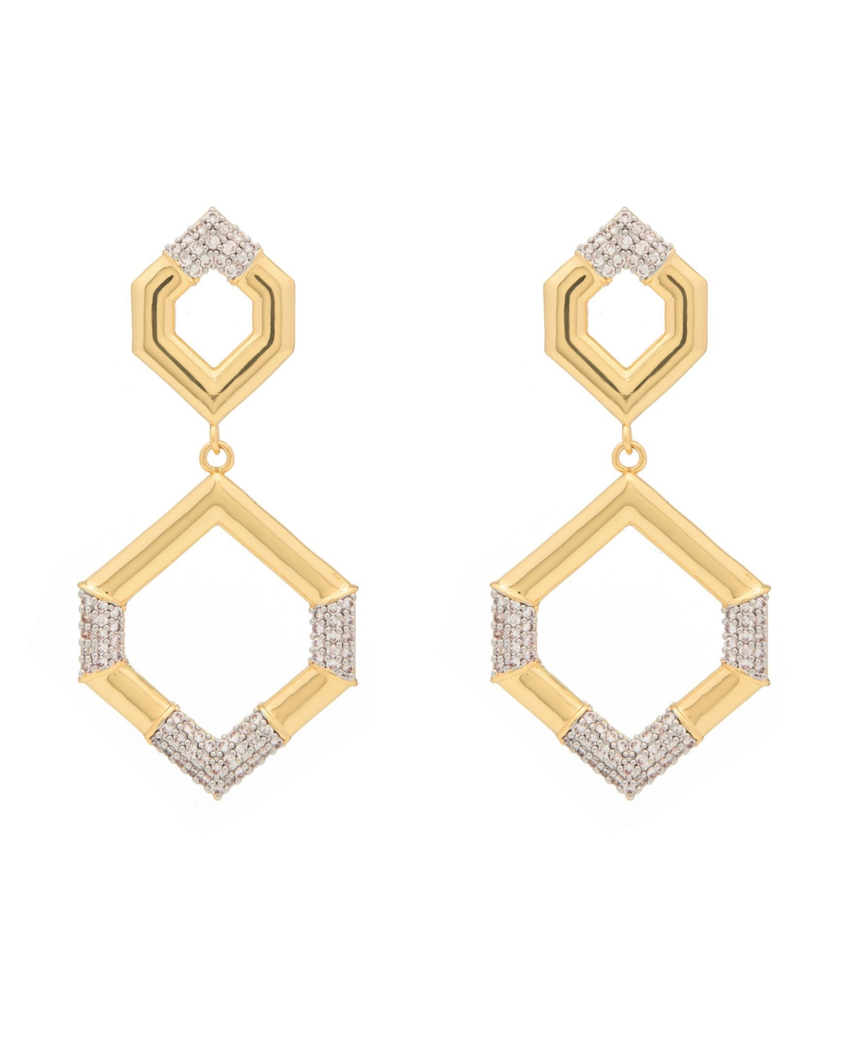 Click here for St. Moran Gold Hexagon Pave Esme Drop Earrings - G... prices