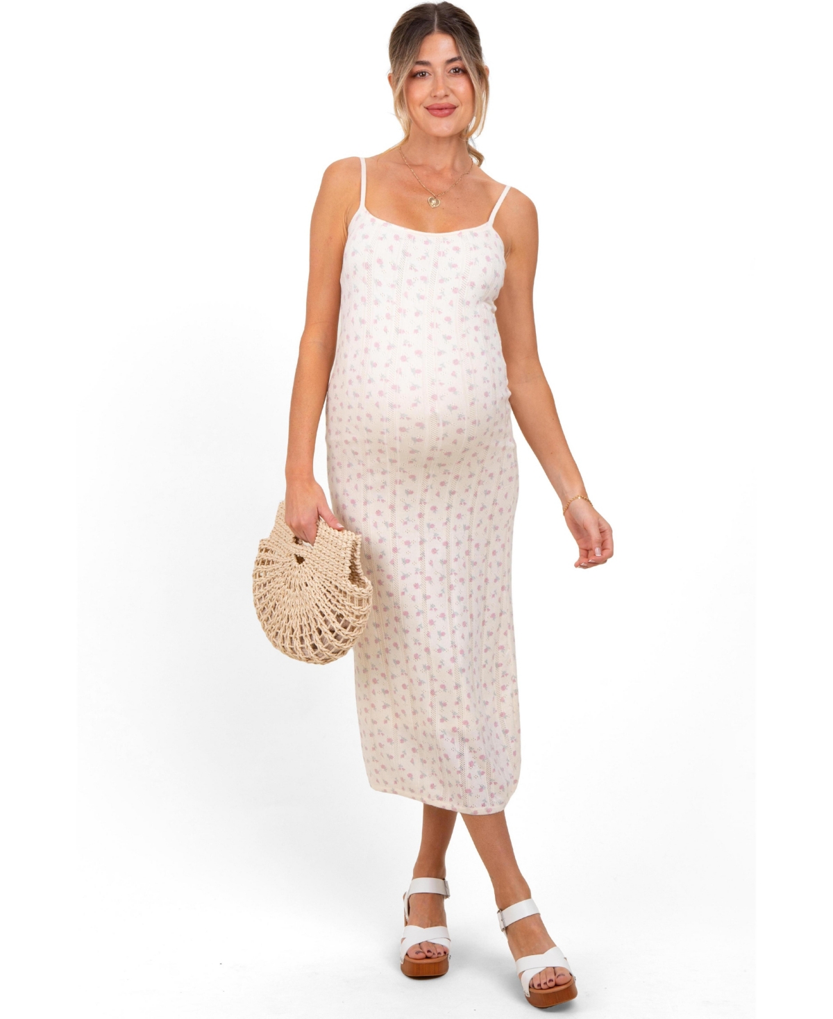 Click here for Pinkblush Maternity Ivory Floral Pointelle Knit Mi... prices