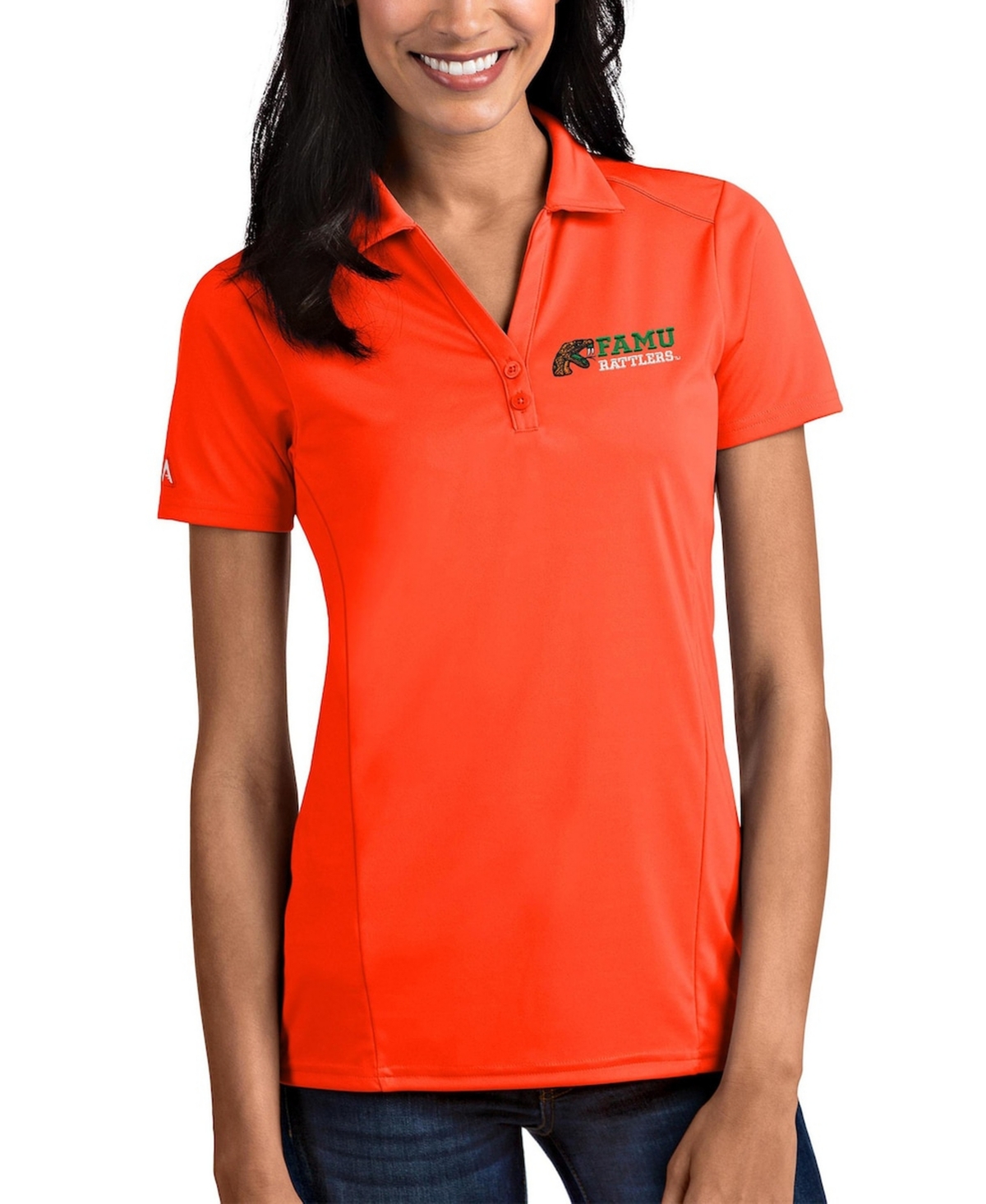 Click here for Antigua Womens Orange Florida A & M Rattlers Tribu... prices