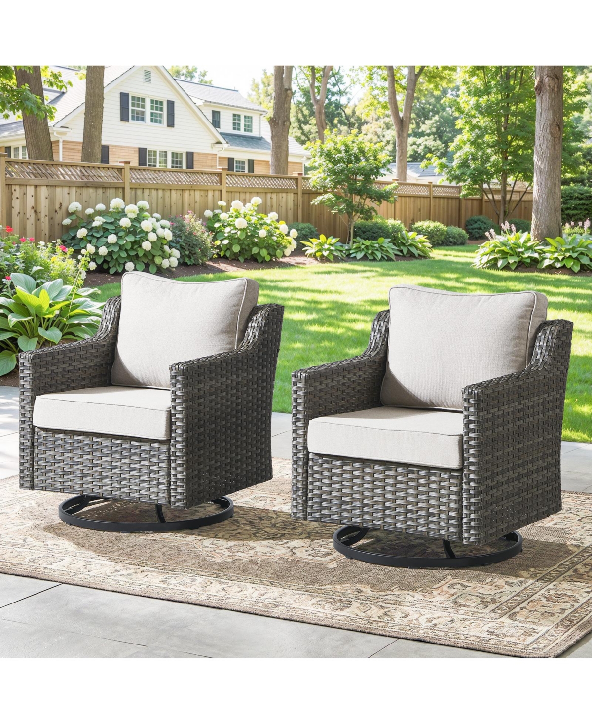 Click here for Pocassy Swivel Patio Wicker Chairs Set of 2  High... prices