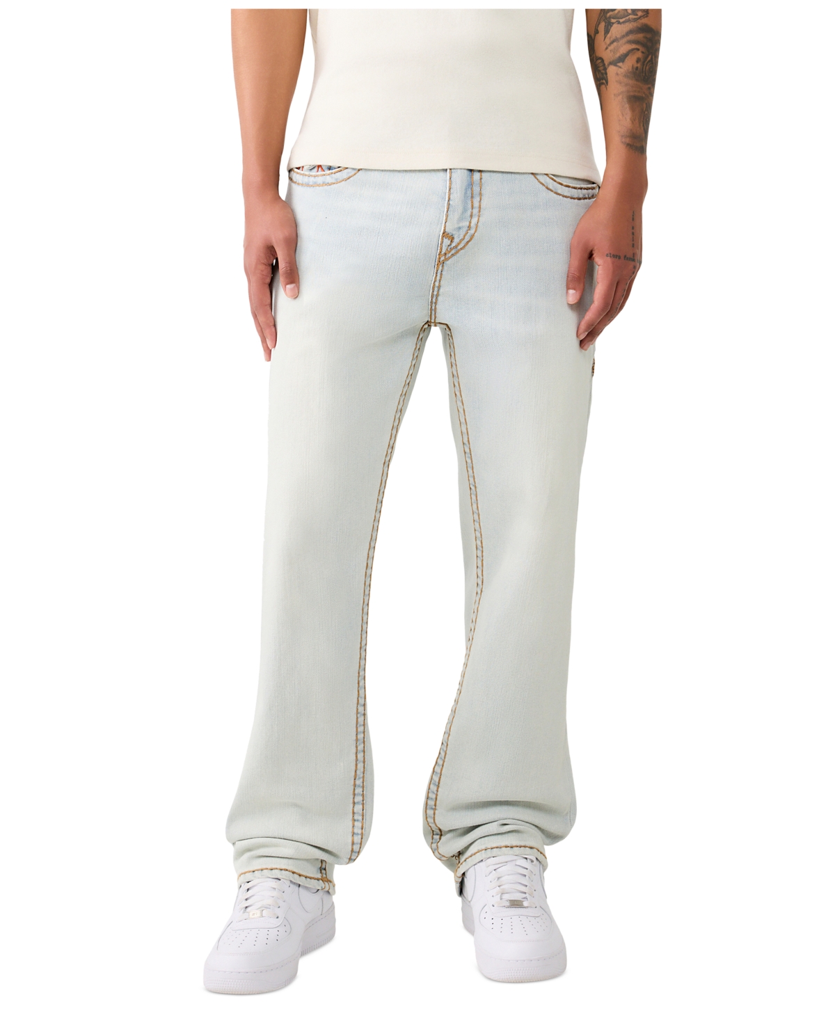 Click here for True Religion Mens Baggy Light Wash Relaxed-Fit Je... prices