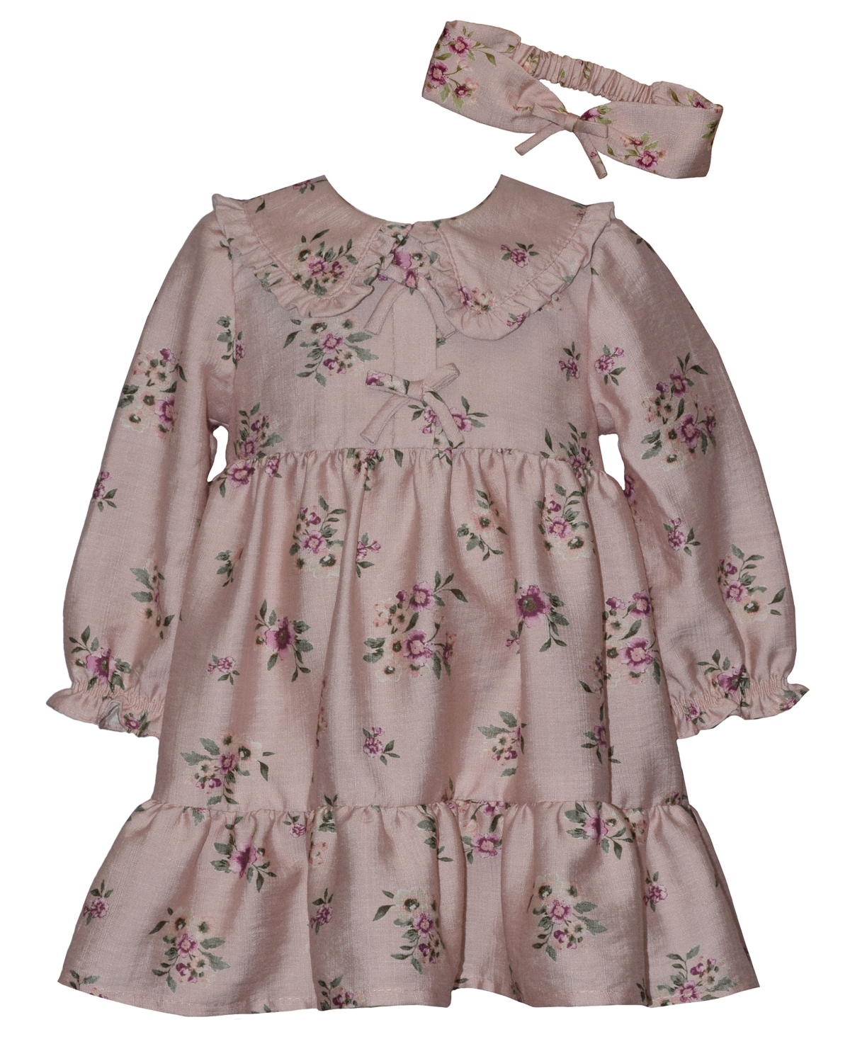 Click here for Bonnie Baby Baby Girls Floral Collar Dress with He... prices