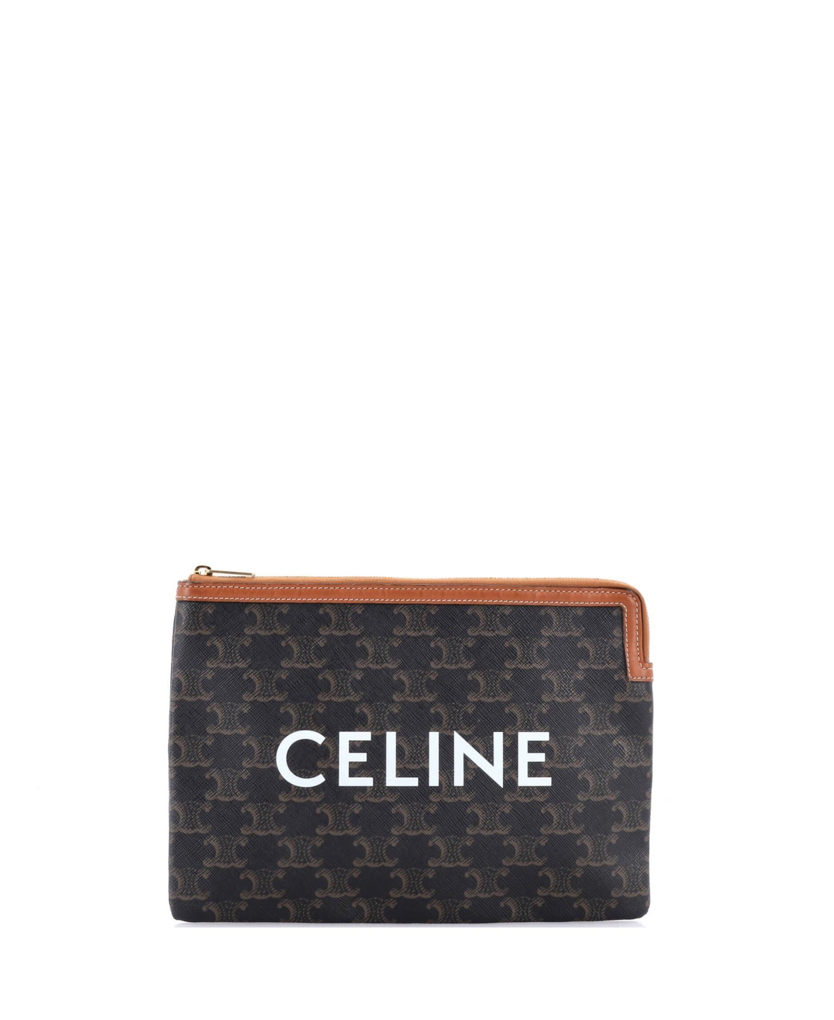 Click here for Pre-Owned Celine Small Logo Zip Wristlet Pouch Tri... prices