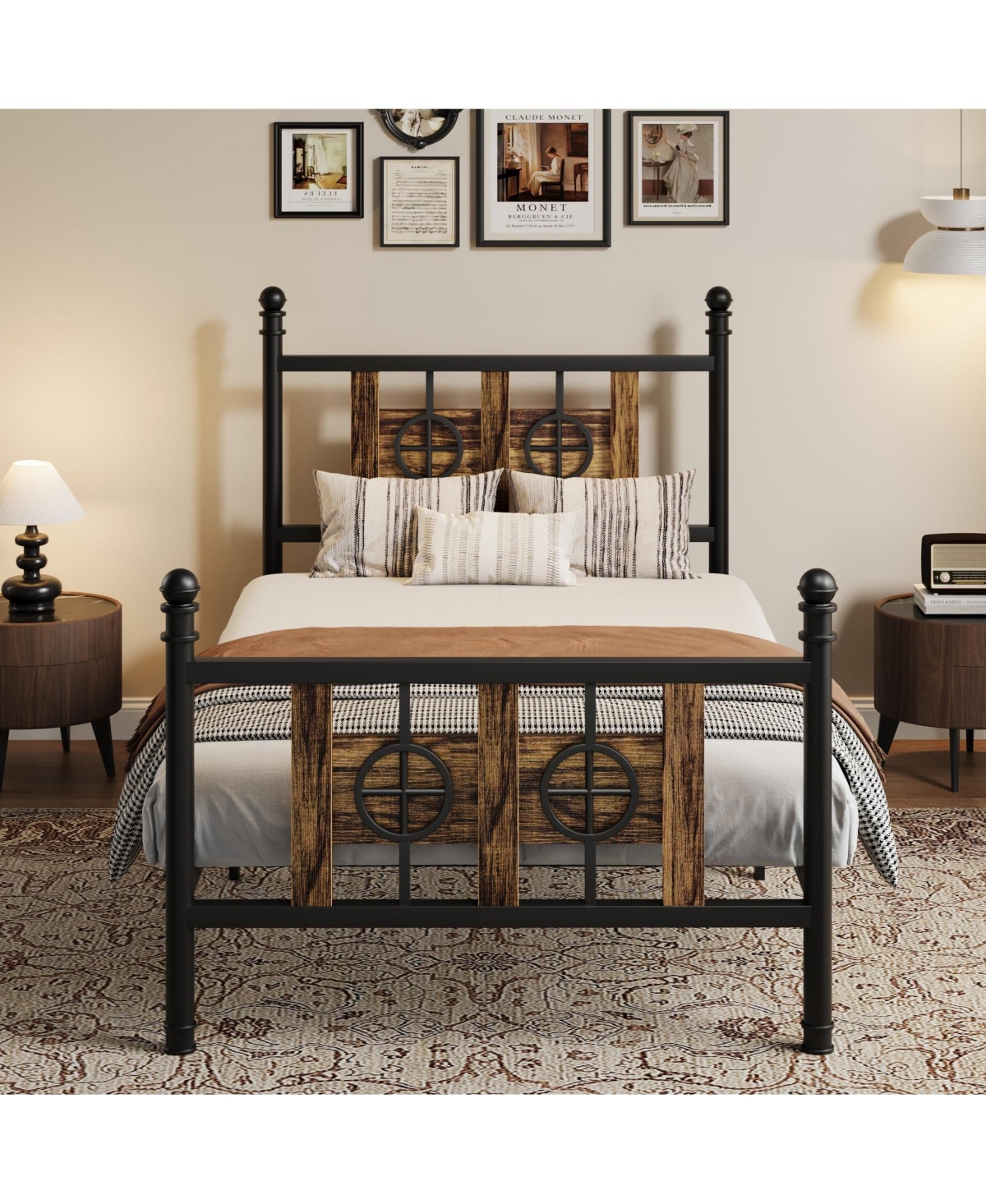 Click here for homfan Durable Metal Platform Bed Frame with Retro... prices