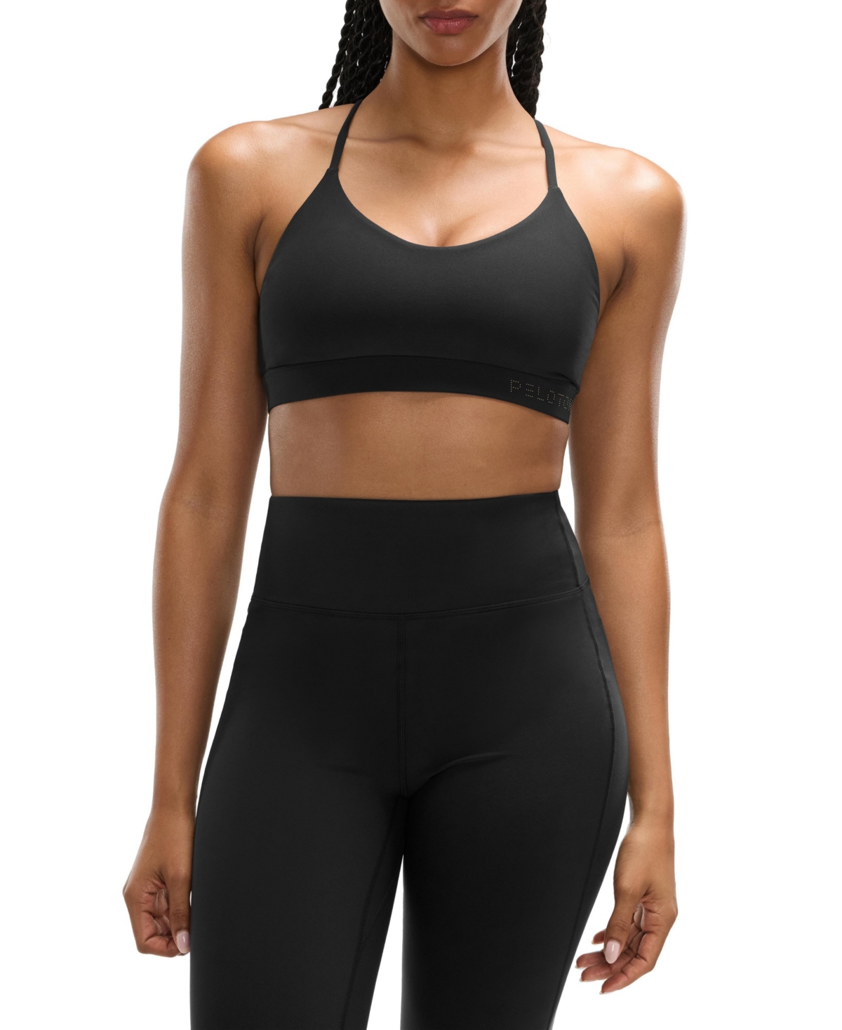 Click here for Peloton Womens Cadent V-Neck Strappy Back Bra - Bl... prices
