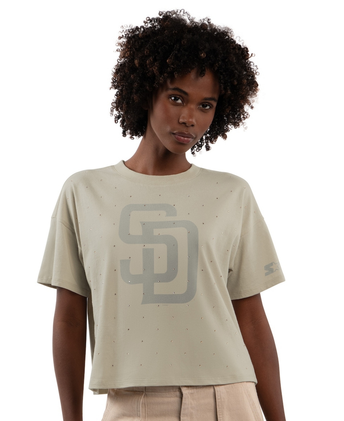 Click here for Starter Womens Khaki San Diego Padres Rhinestone S... prices
