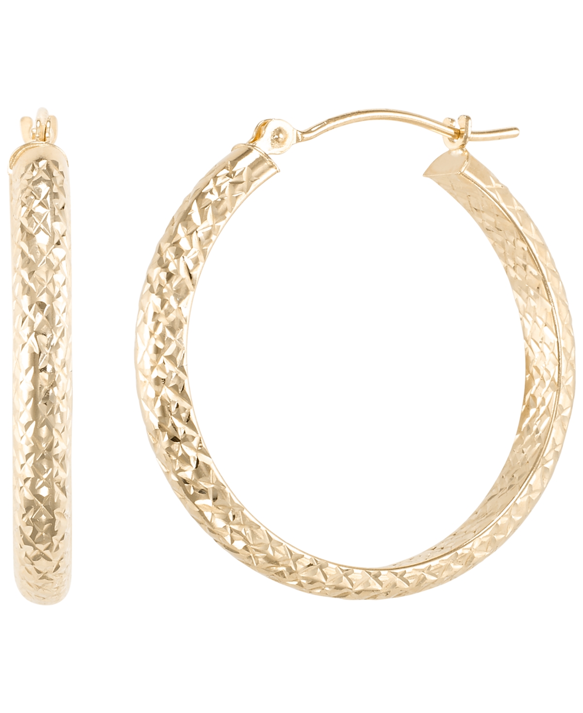 Click here for Italian Gold Round Inside-Out Diamond Cut Hoop Ear... prices