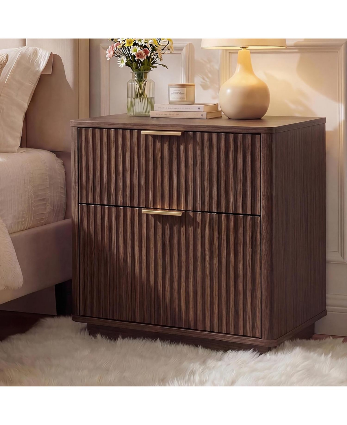Click here for gaomon Wave-patterned double-drawer bedside table... prices