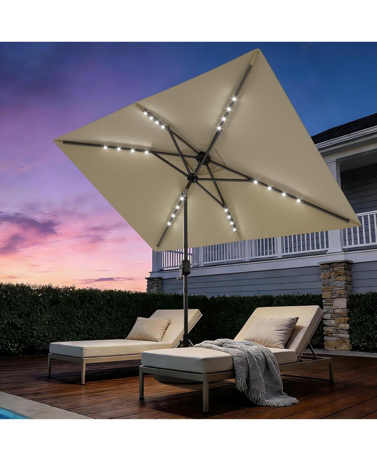 Click here for gaomon Solar Patio Umbrella with Crank and Push Bu... prices