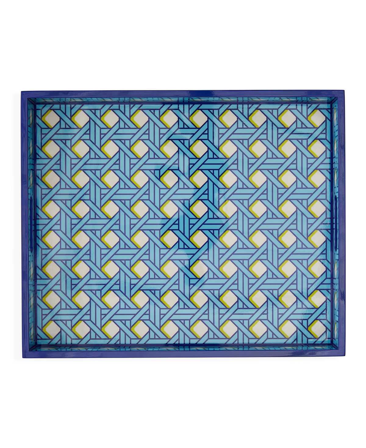 Click here for Jonathan Adler Basketweave 17 Lacquer Tray - Blue prices
