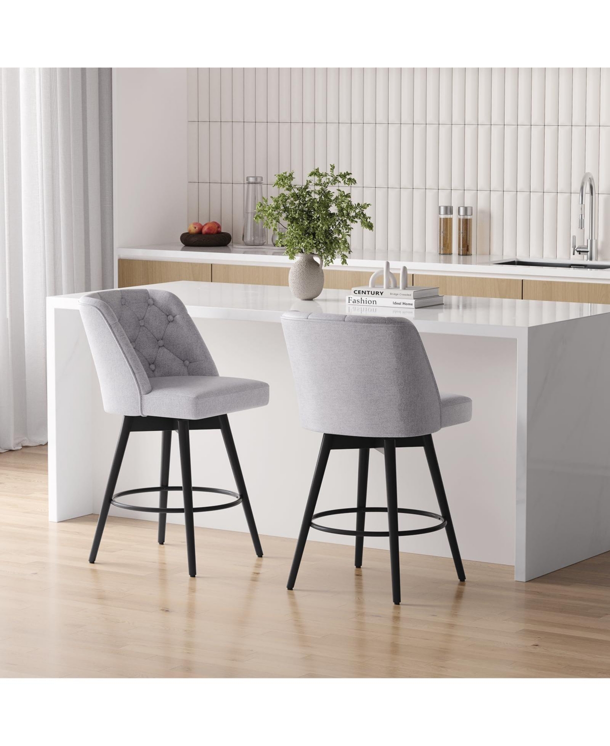 Click here for homfan Set of 2 Swivel Counter Height Bar Stools w... prices