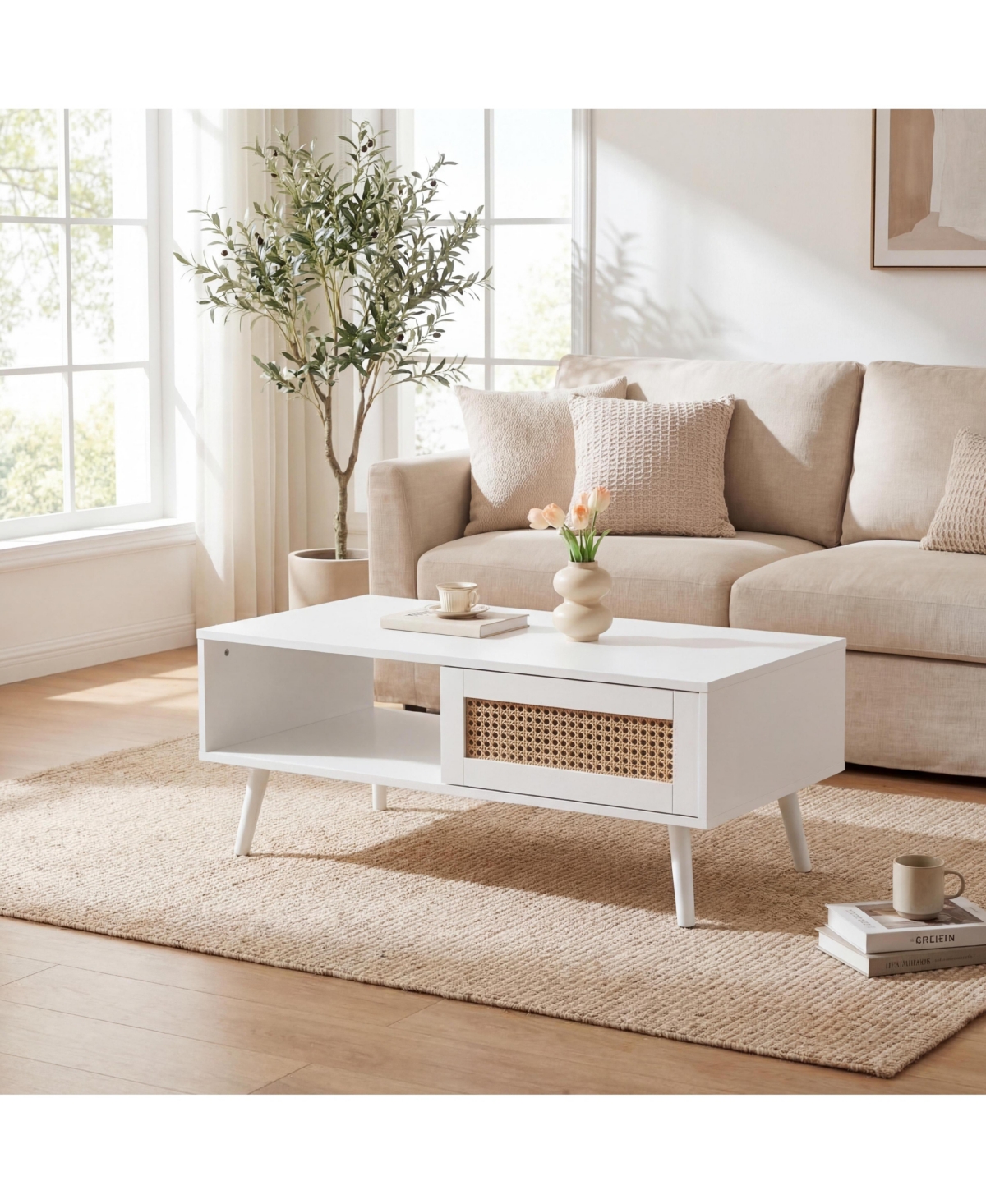 Click here for homfan Rattan Coffee Table with Storage  Farmhouse... prices