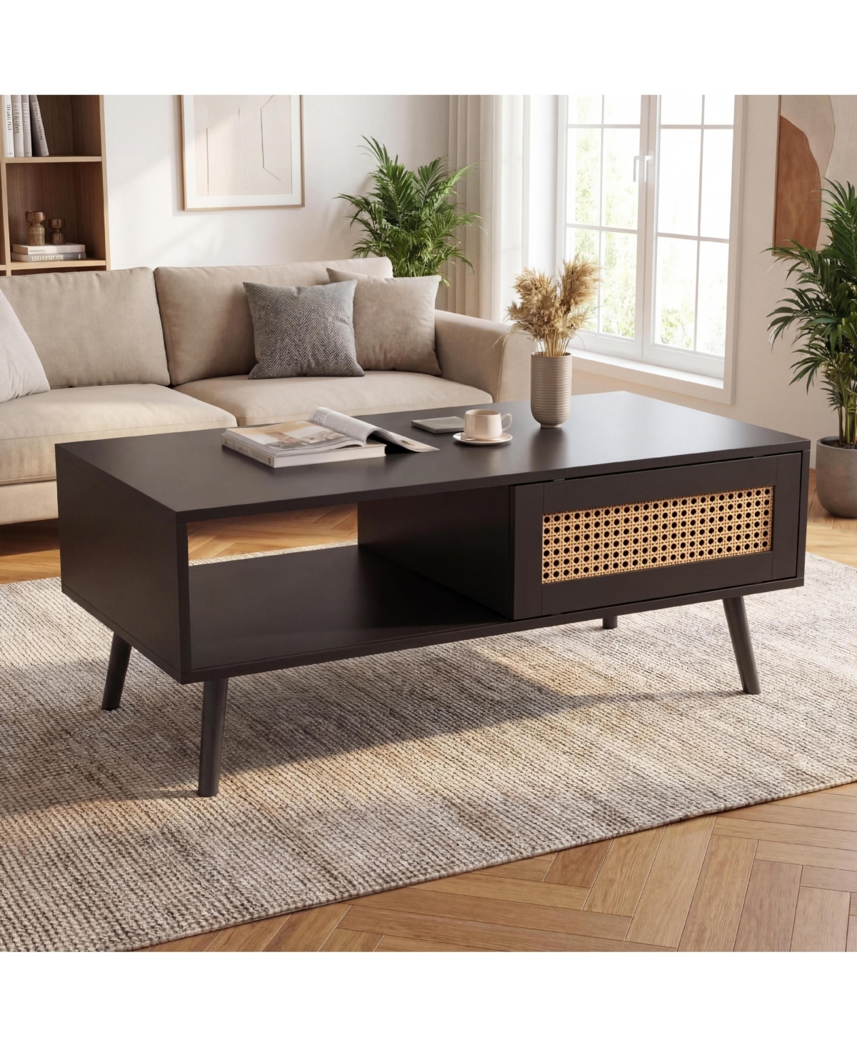 Click here for homfan Rattan Coffee Table with Storage  Farmhouse... prices