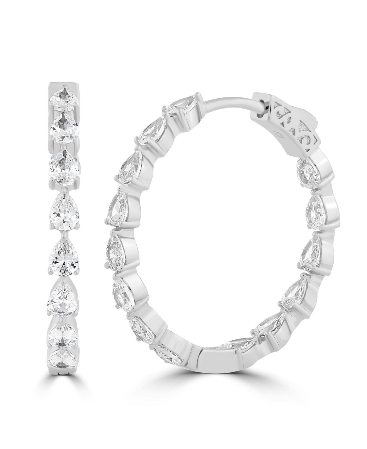 Click here for Simona Radiant Pearshaped Inside-Outside Cz Hoop E... prices