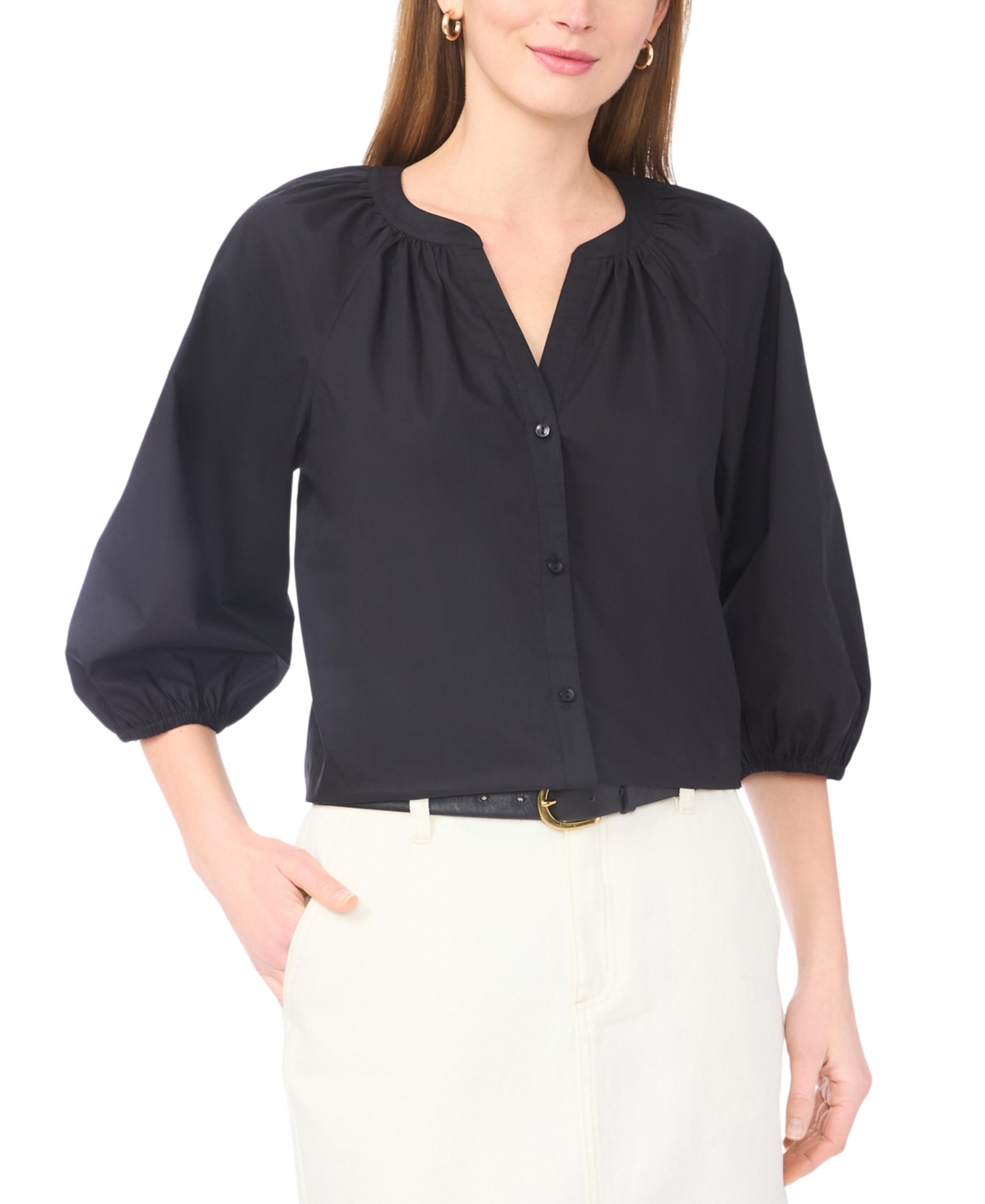 Click here for Vince Camuto Womens Raglan-Sleeve Button-Down Blou... prices