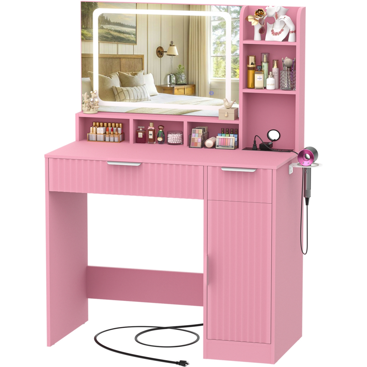 Click here for Aheaplus Vanity Desk with Mirror and 3 Color Light... prices