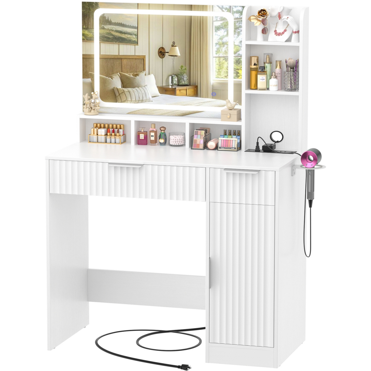Click here for Aheaplus Vanity Desk with Mirror and 3 Color Light... prices