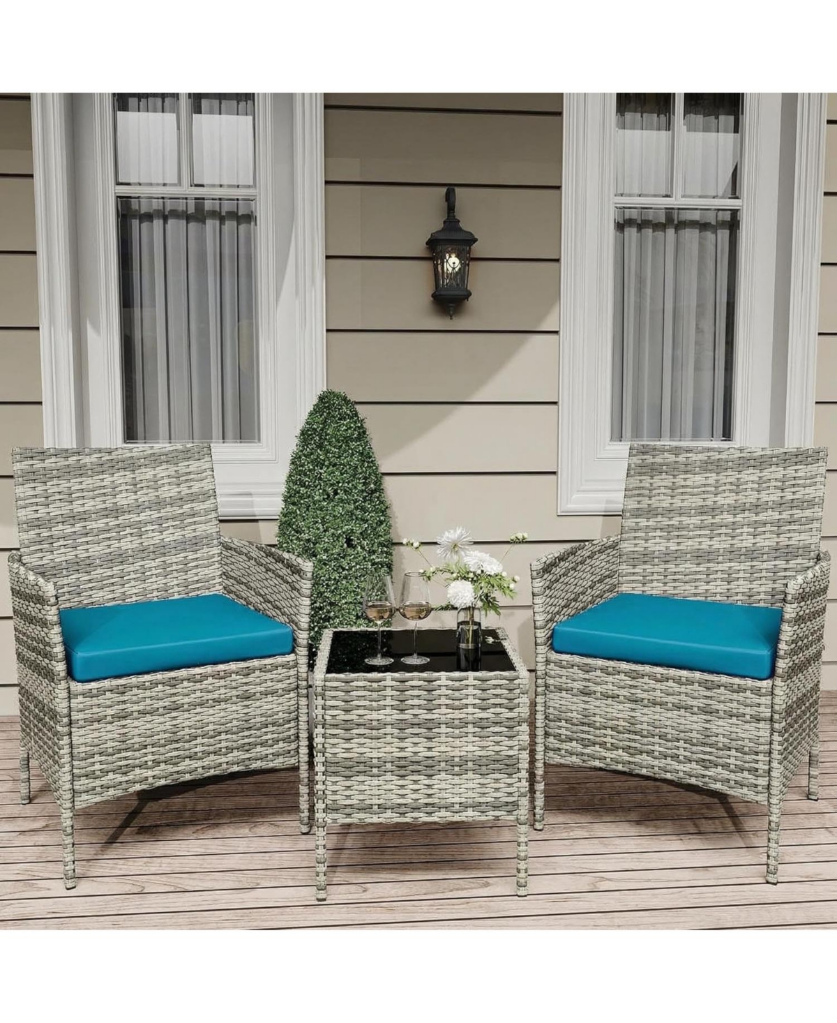 Click here for gaomon Wicker Bistro Set with Glass Table  Wicker... prices