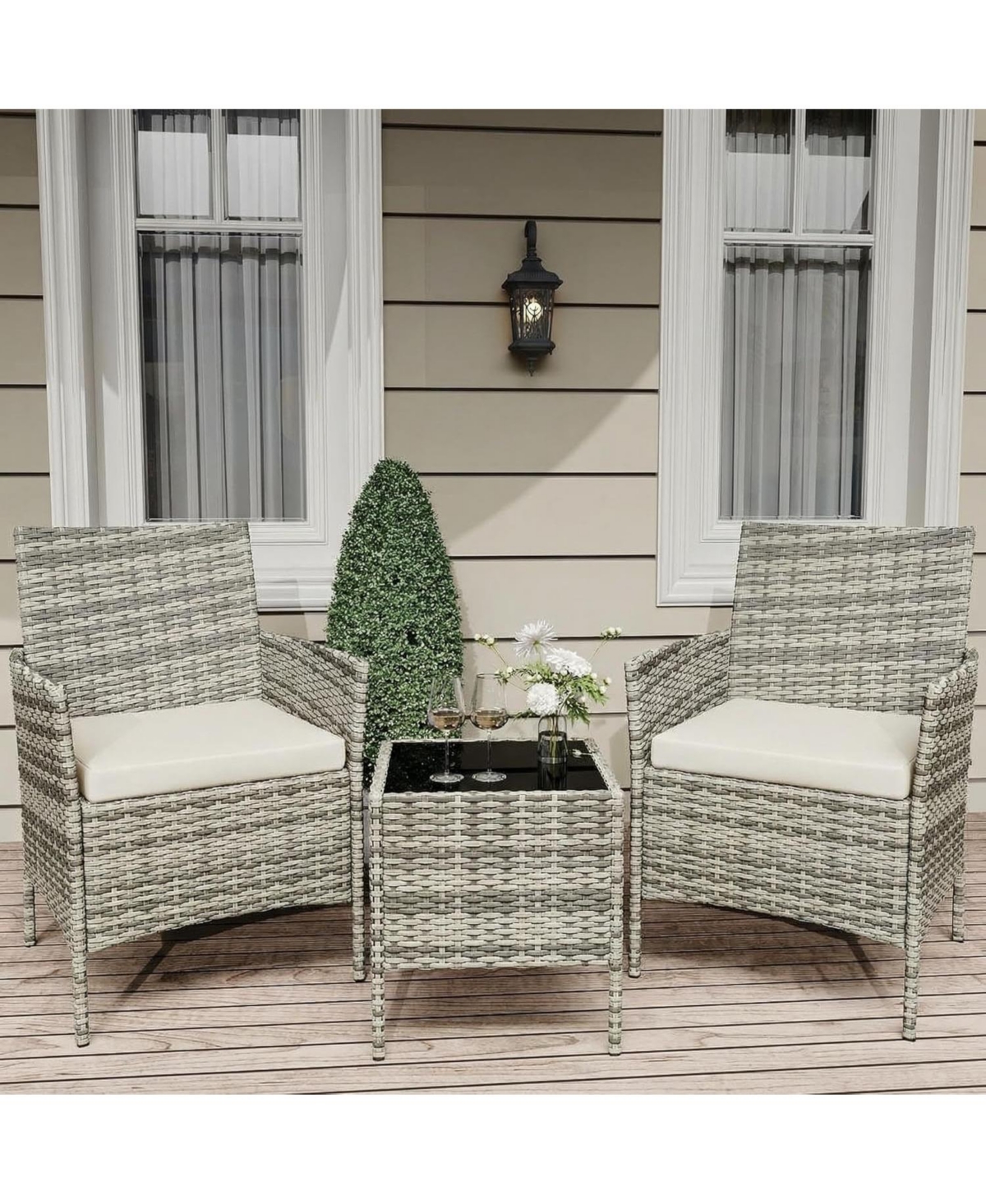 Click here for gaomon Wicker Bistro Set with Glass Table  Wicker... prices