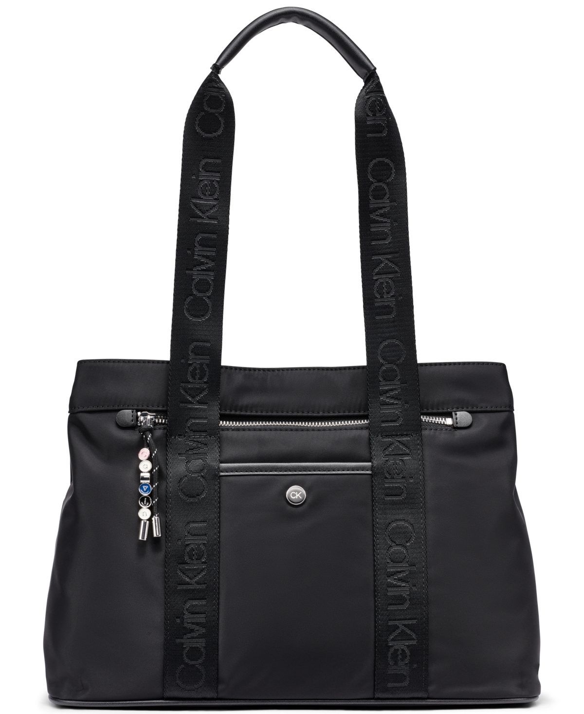 Click here for Calvin Klein Caius Large Tote Handbag - Black/Silv... prices