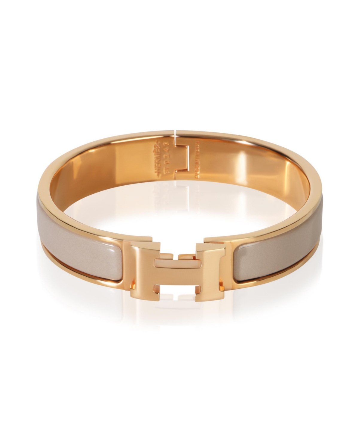 Click here for Pre-Owned HERMES Gold-Plated Clic H In Marron Glac... prices