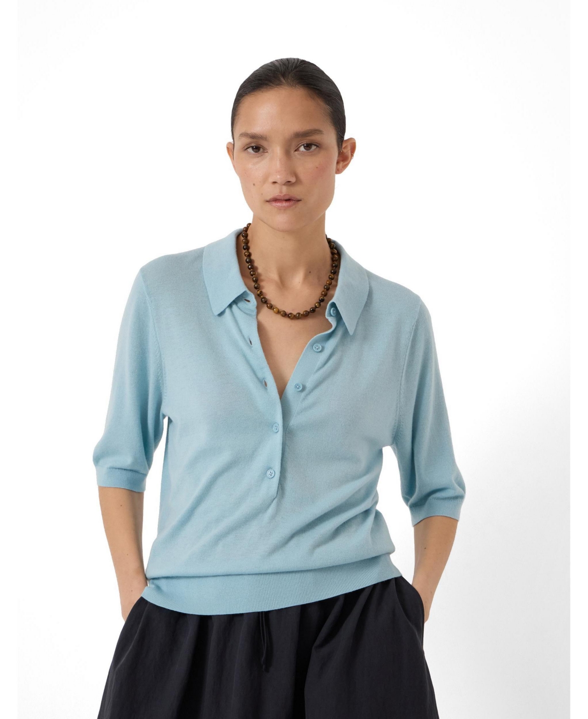 Click here for Hush Womens Fine Knit Short Sleeve Polo Top - Corn... prices