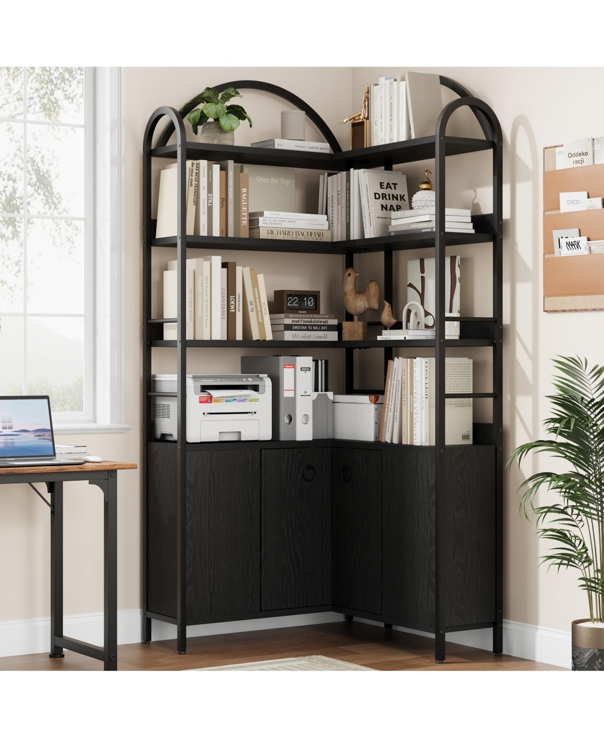 Click here for gaomon 74 Inch Corner 6 Tier Bookshelf with Cabine... prices