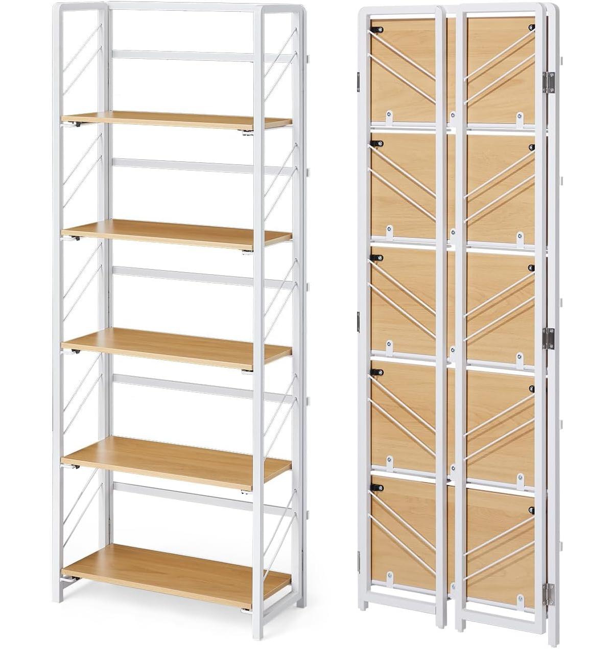 Click here for gaomon Folding 5-Tier Industrial Bookshelf - Space... prices
