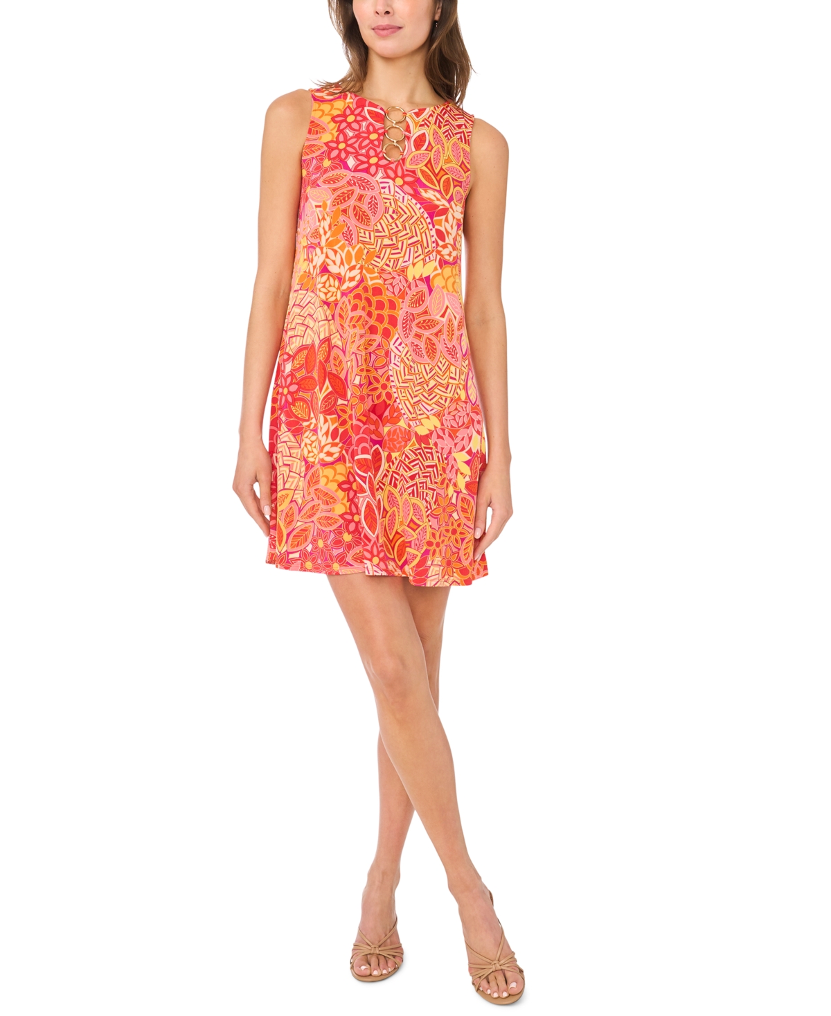 Click here for Msk Petite 3-Ring Keyhole Neck Shift Dress - Pink... prices