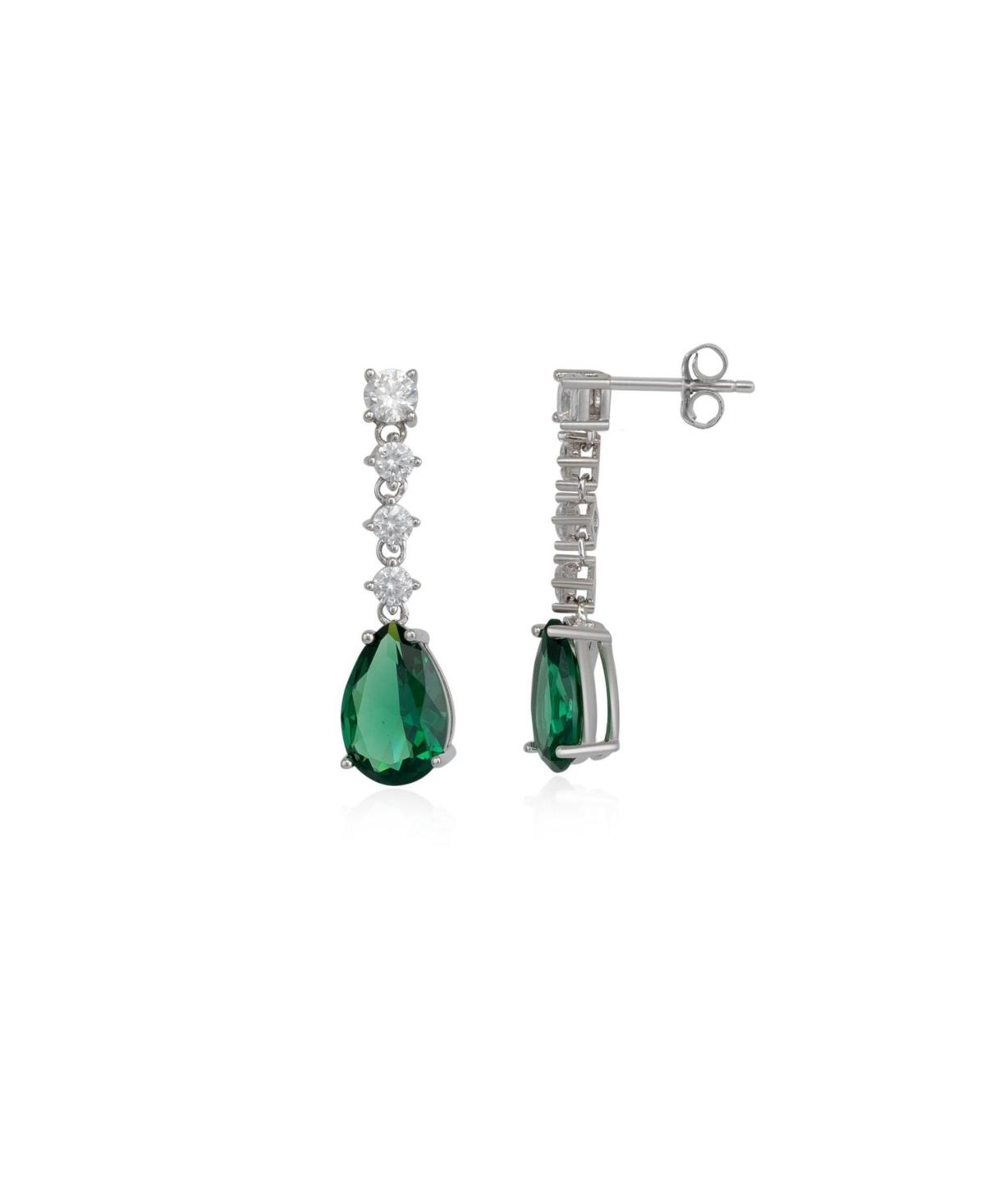 Click here for Spero London Pear Shape Emerald Color Sterling Sil... prices