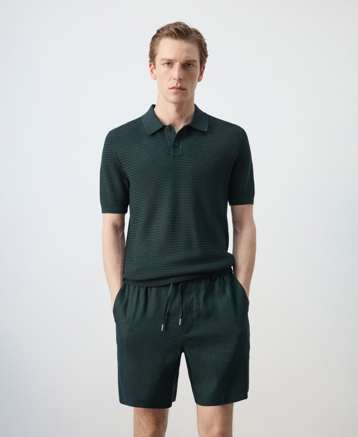 Click here for Mango Mens Fine-Knit Ribbed Cotton Polo Shirt - Da... prices