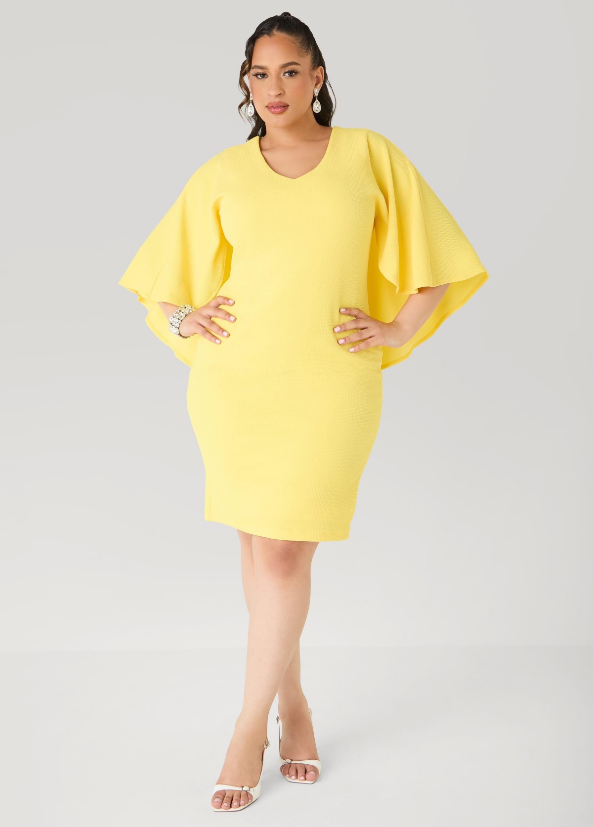 Click here for Ashley Stewart Womens Textured Cape Sheath Dress -... prices