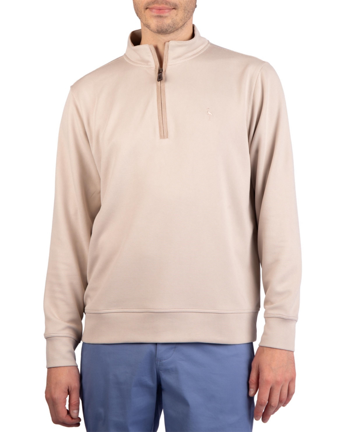 Click here for TailorByrd men Ottoman Quarter Zip with Suede Tipp... prices