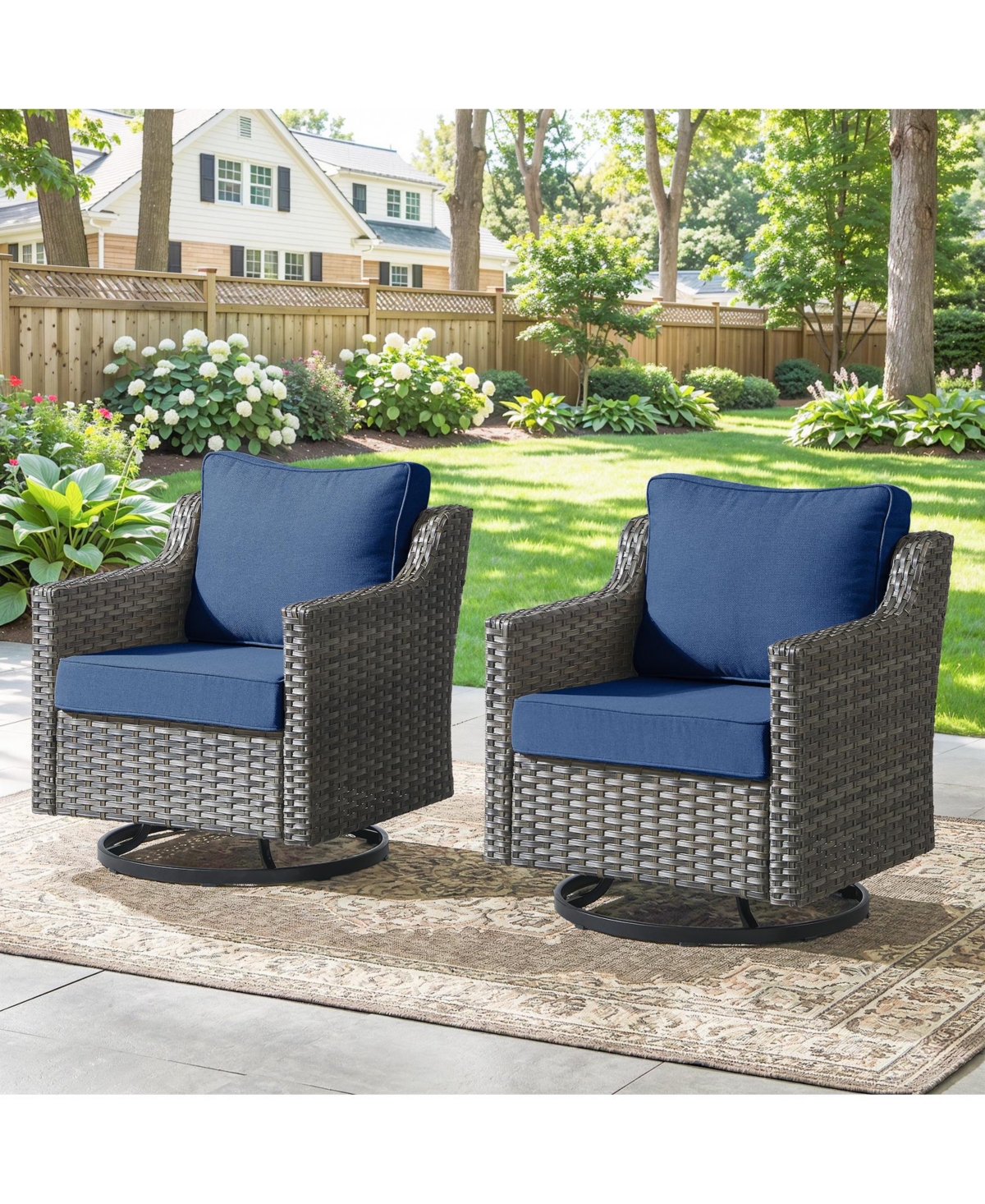 Click here for Pocassy Swivel Patio Wicker Chairs Set of 2  High... prices