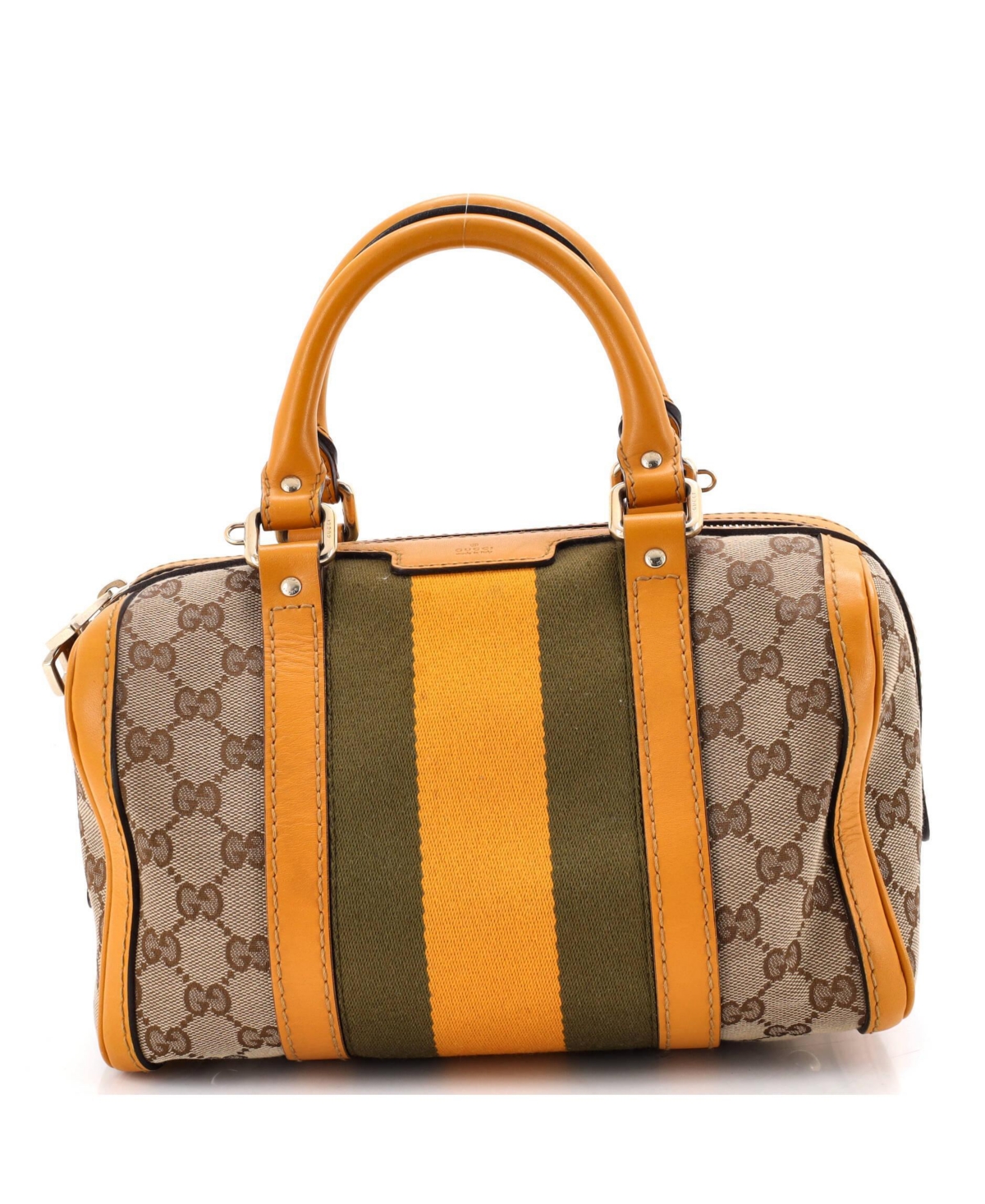 Click here for Pre-Owned Gucci Small Vintage Web Boston Bag Gg Ca... prices