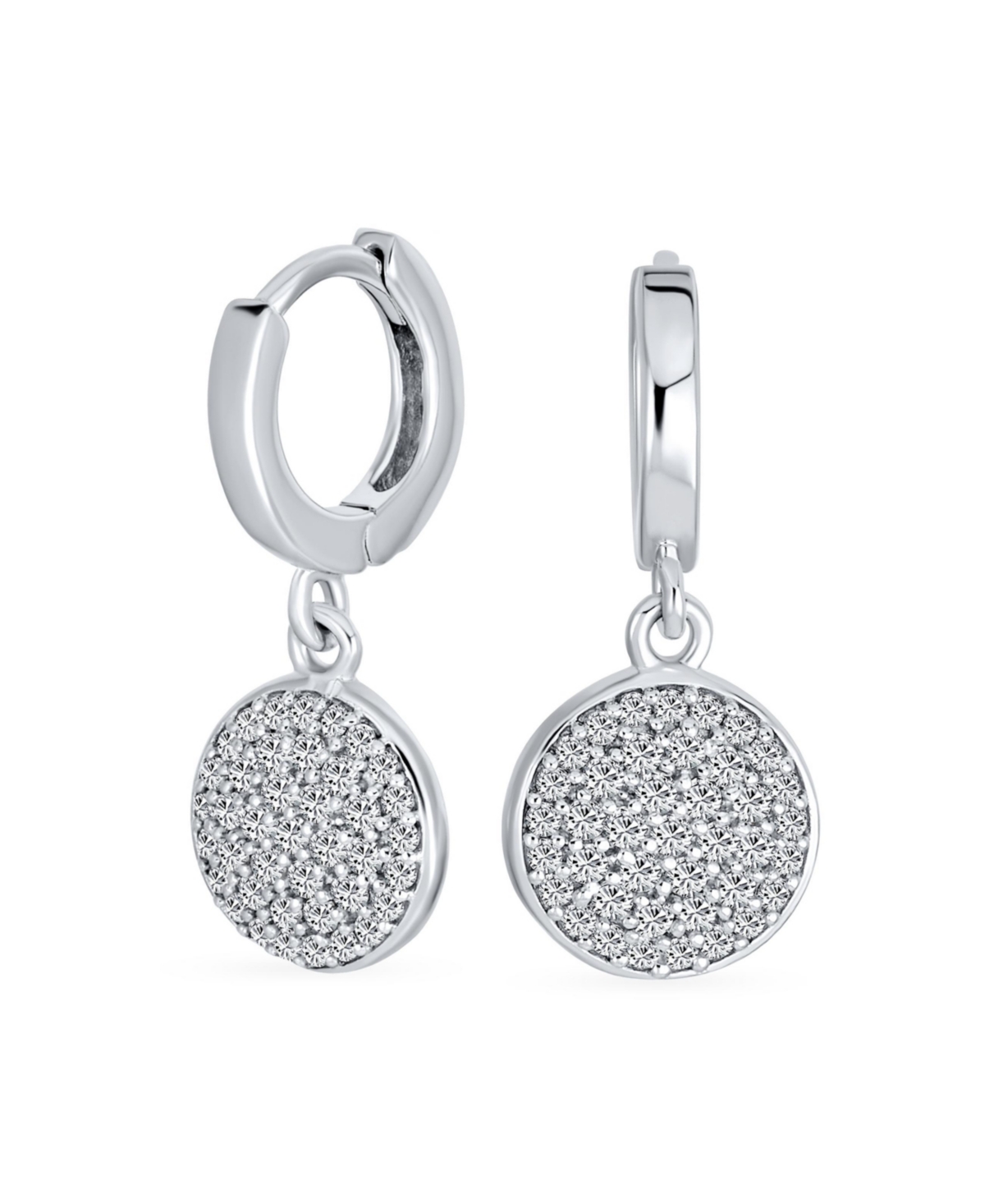 Click here for Bling Jewelry Geometric Cz Pave Circle Coin Drop H... prices