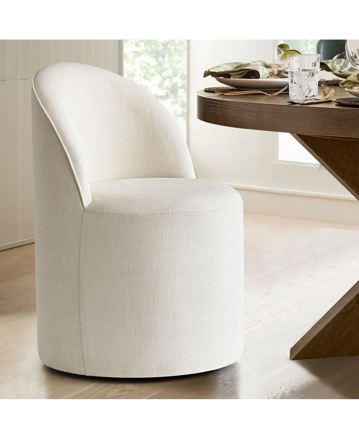 Click here for Maison Boucle Linen Upholstered Rolling Dining Cha... prices