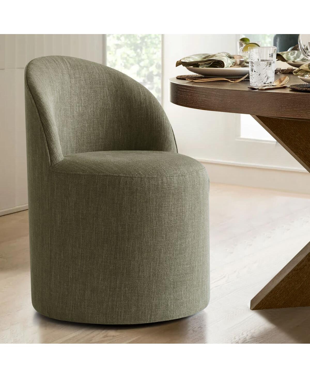 Click here for Maison Boucle Linen Upholstered Rolling Dining Cha... prices