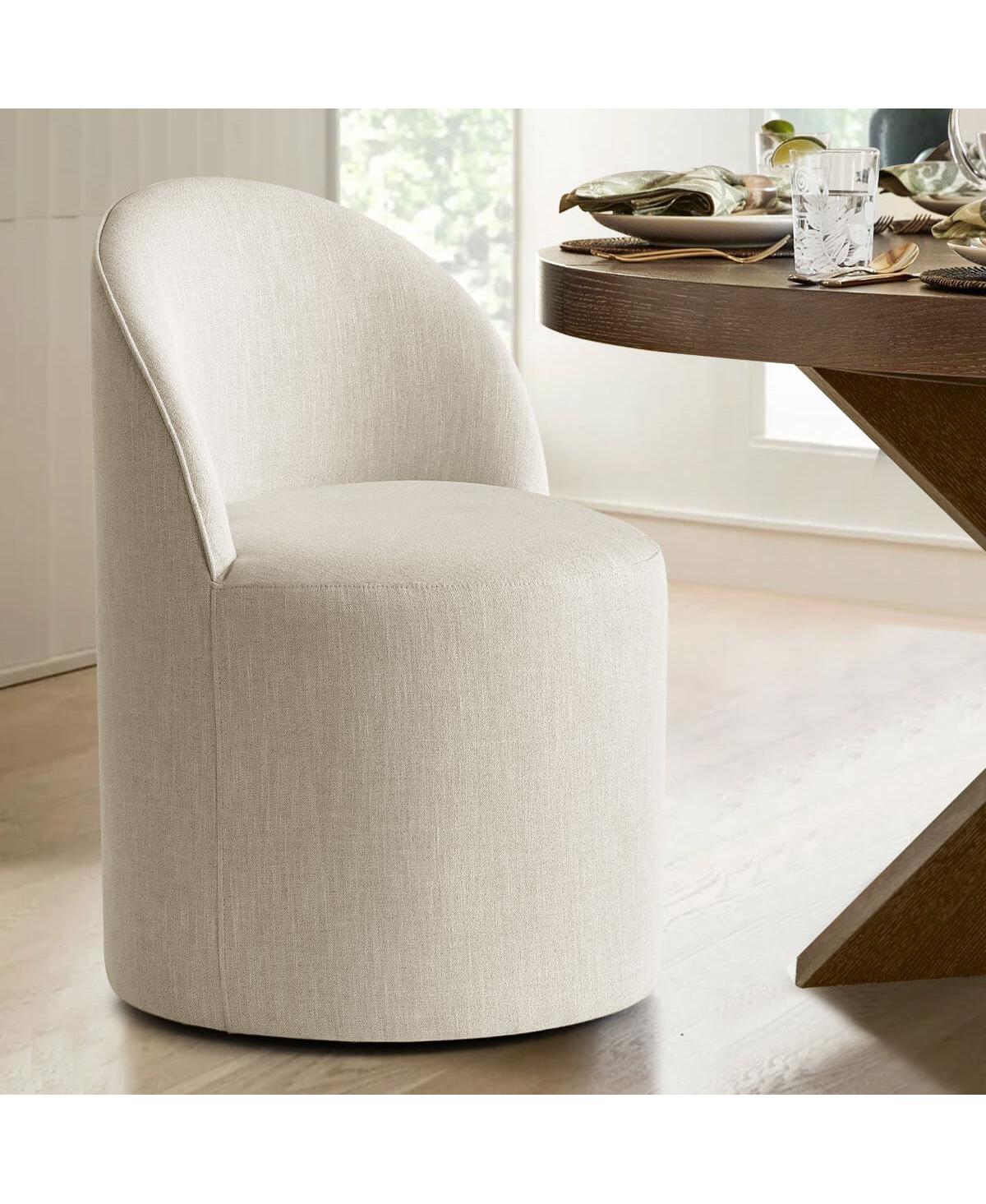 Click here for Maison Boucle Linen Upholstered Rolling Dining Cha... prices