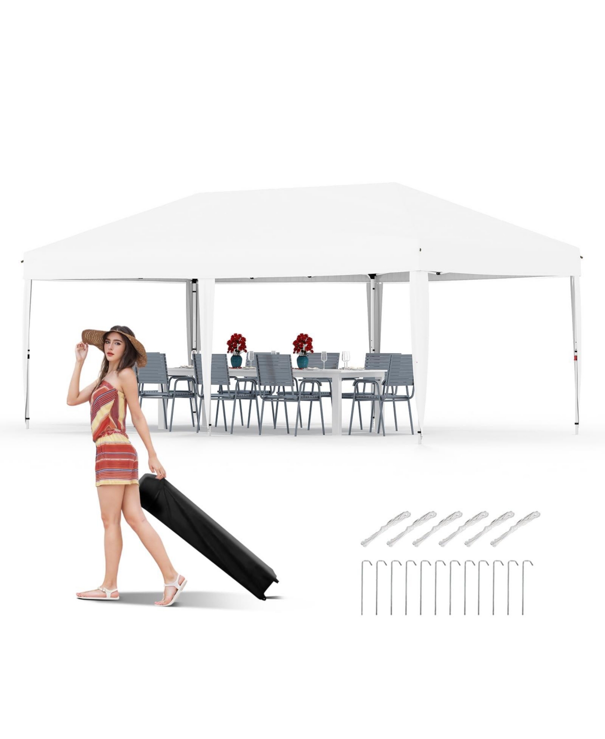 Click here for gaomon Heavy Duty Pop Up Canopy Tent 10x20 Ft - 21... prices